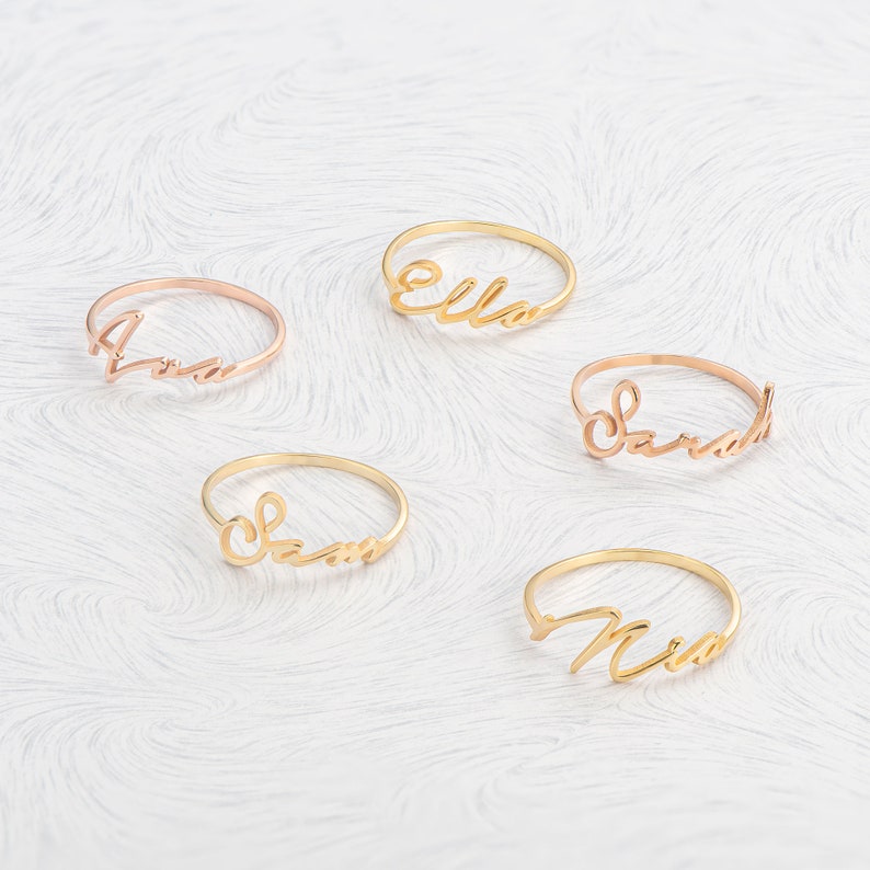 Stackable Name Rings Name Ring Personalized Rings Gold Name - Etsy