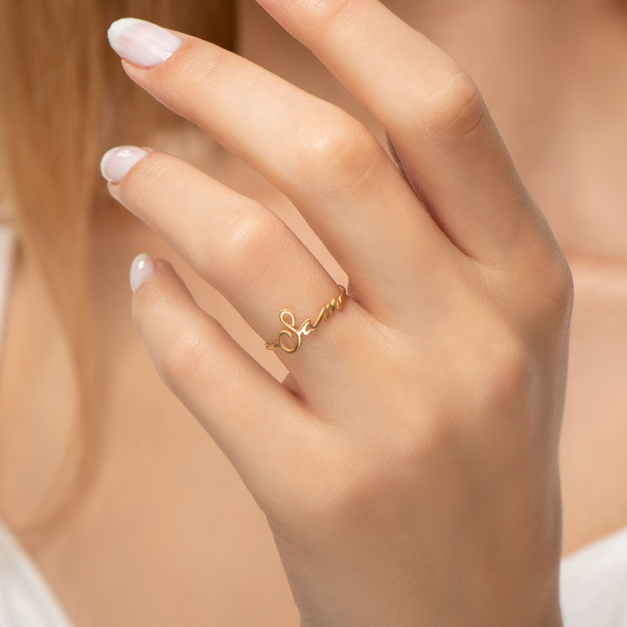 Stackable Name Rings Name Ring Personalized Rings Gold Name - Etsy