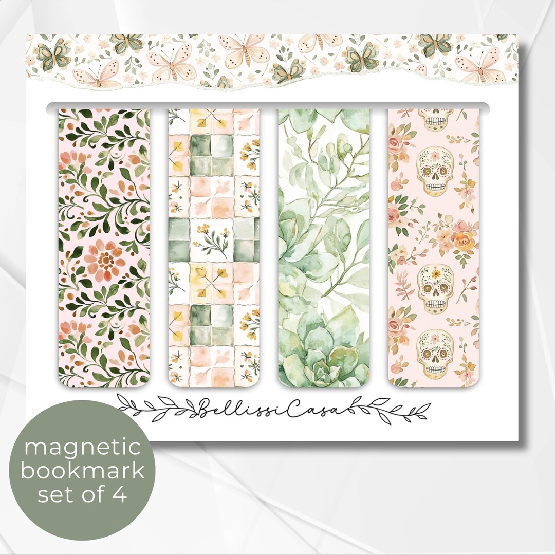Set of 4 Magnetic Bookmarks, Viva Mexico Summer Bookmarks, Cute ...