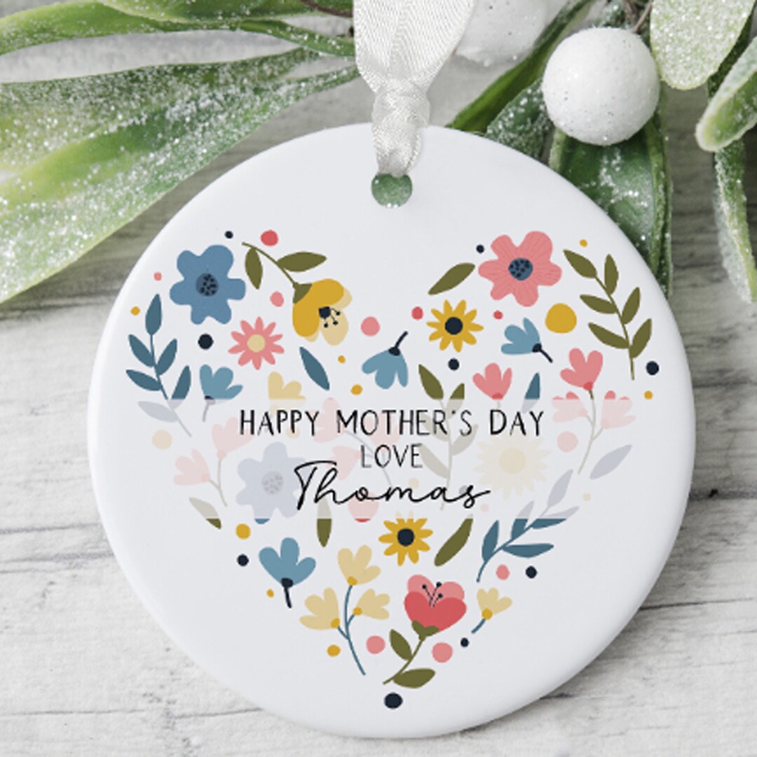 Mothers Day Gift for Mom, Cottagecore Keepsake Heart Ornament for 1st ...