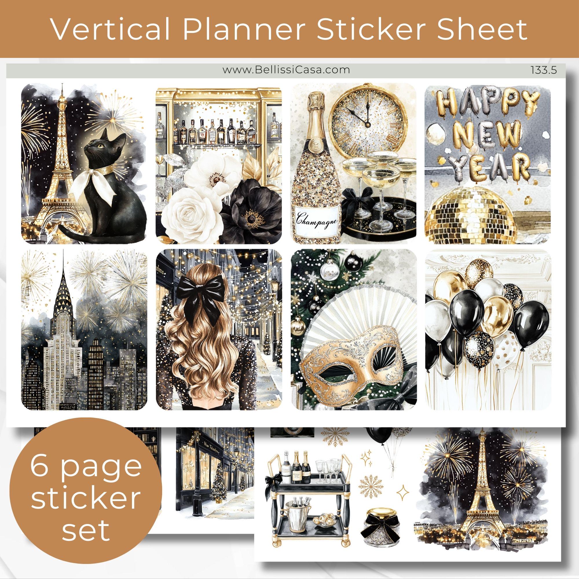 EC Vertical Planner Sticker Sheets, New Years Eve Calendar Planner ...