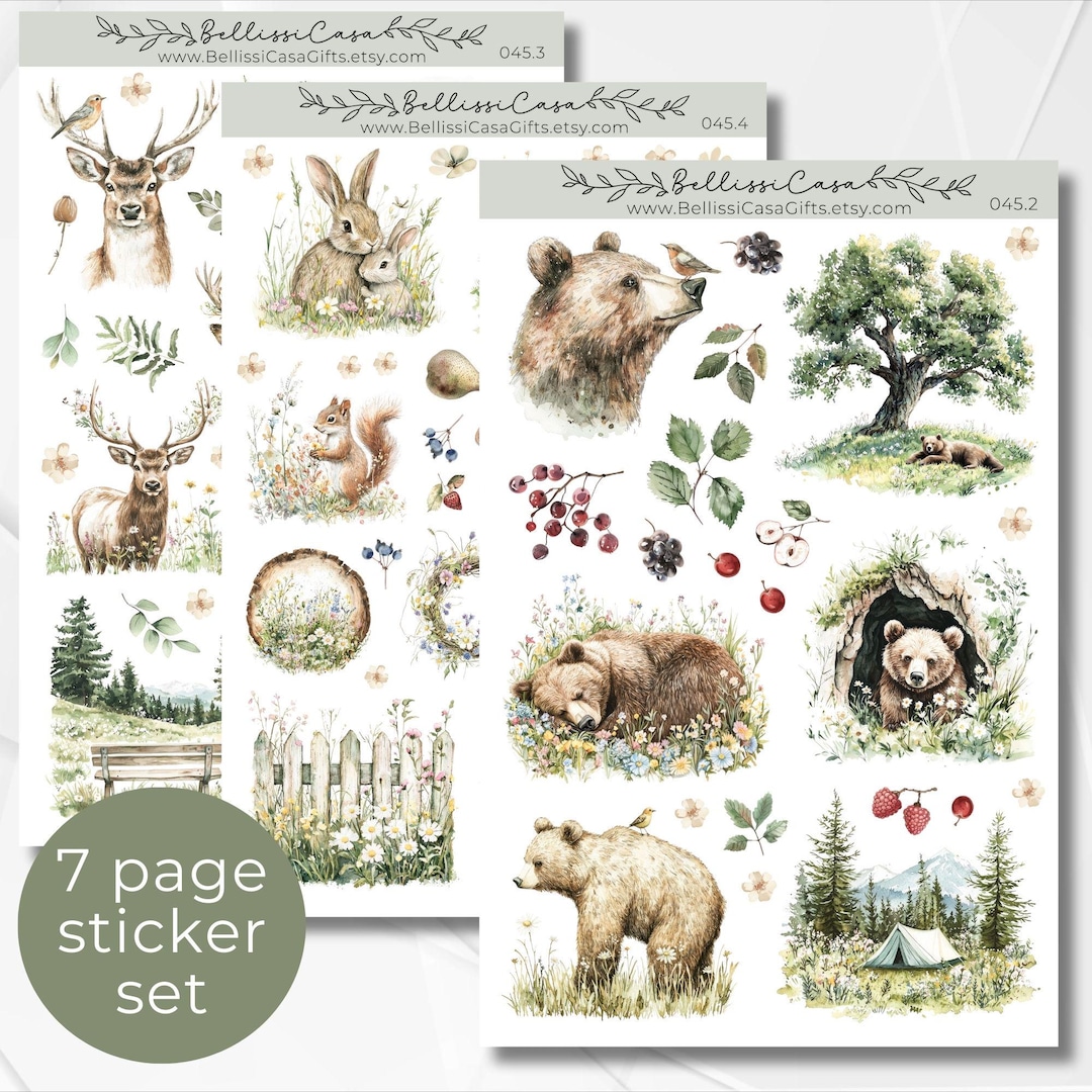 Seasonal Planner Sticker Sheets, Spring Woodland Animals Calendar ...