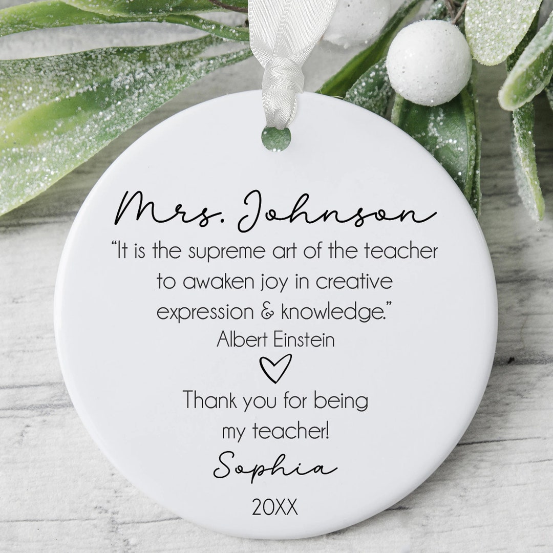 Teacher Appreciation Gift, Custom Ornament With Inspiration Quote ...