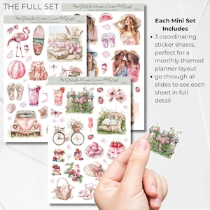 Seasonal Planner Sticker Sheet Set, Pink Summer Days Calendar Planner ...