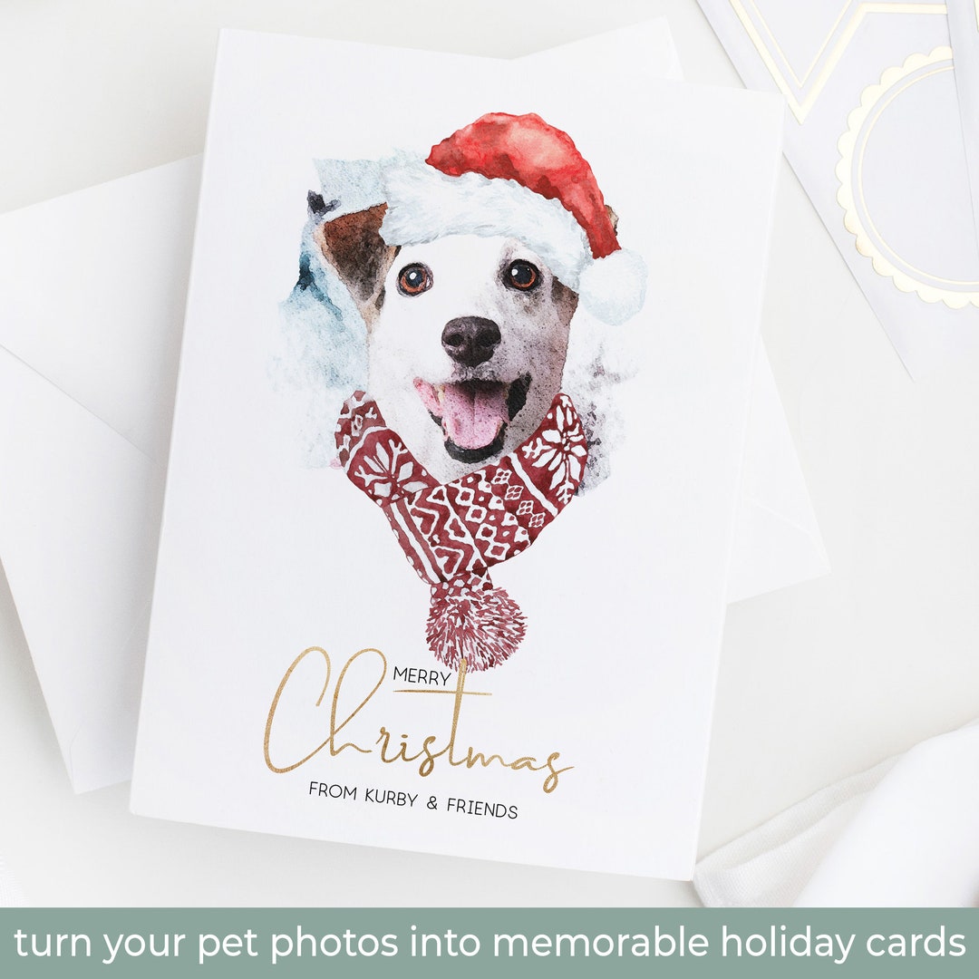 Personalized Christmas Cards With Custom Dog Portrait, Dog Holiday ...
