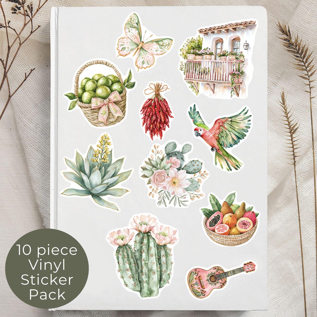 10 Piece Vinyl Laptop Decals Stickers Pack, Viva Mexico Water Bottle ...