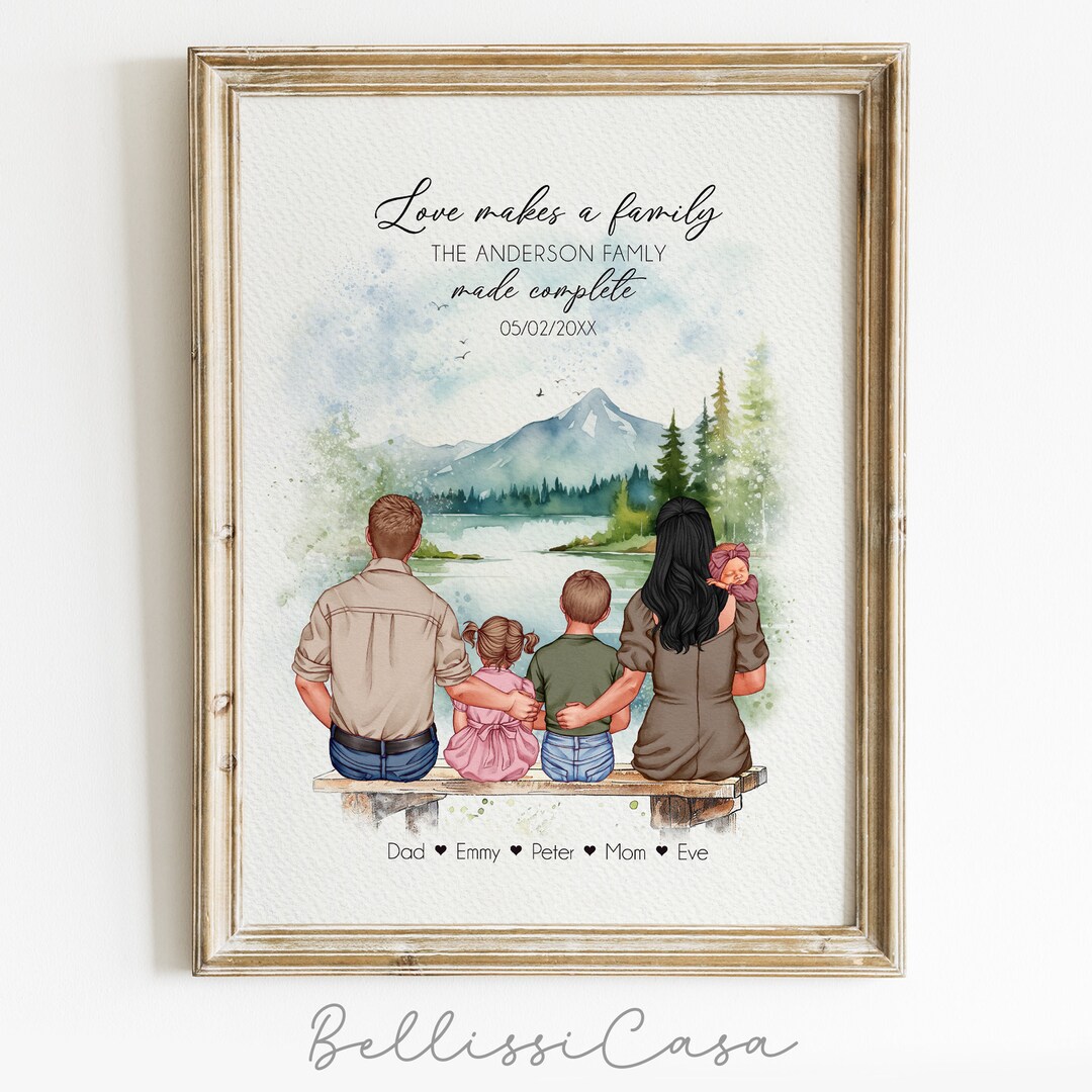 Personalized Adoption Gift for Family Custom Watercolor Family Portrait ...
