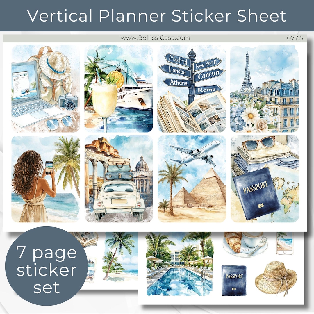 EC Vertical Planner Sticker Sheets, Globetrotter Travel Calendar ...