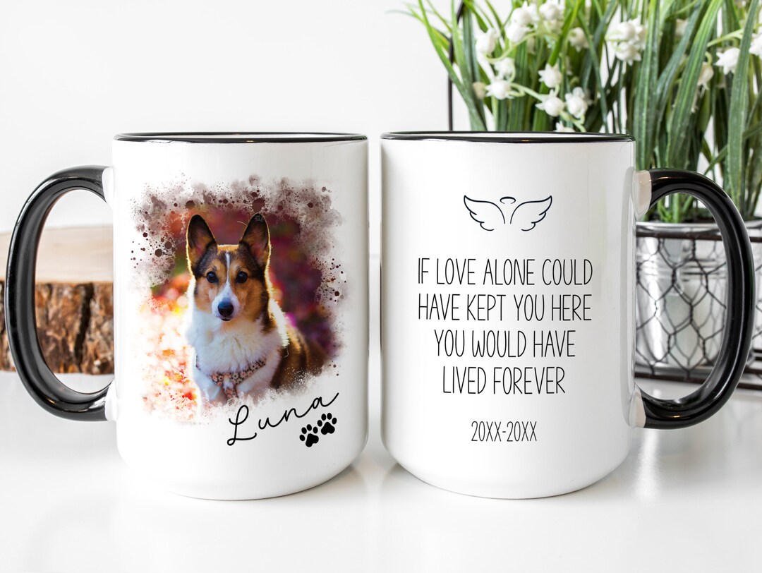Custom Dog Remembrance Gift Photo Mug, Memorial Dog Portrait Picture ...