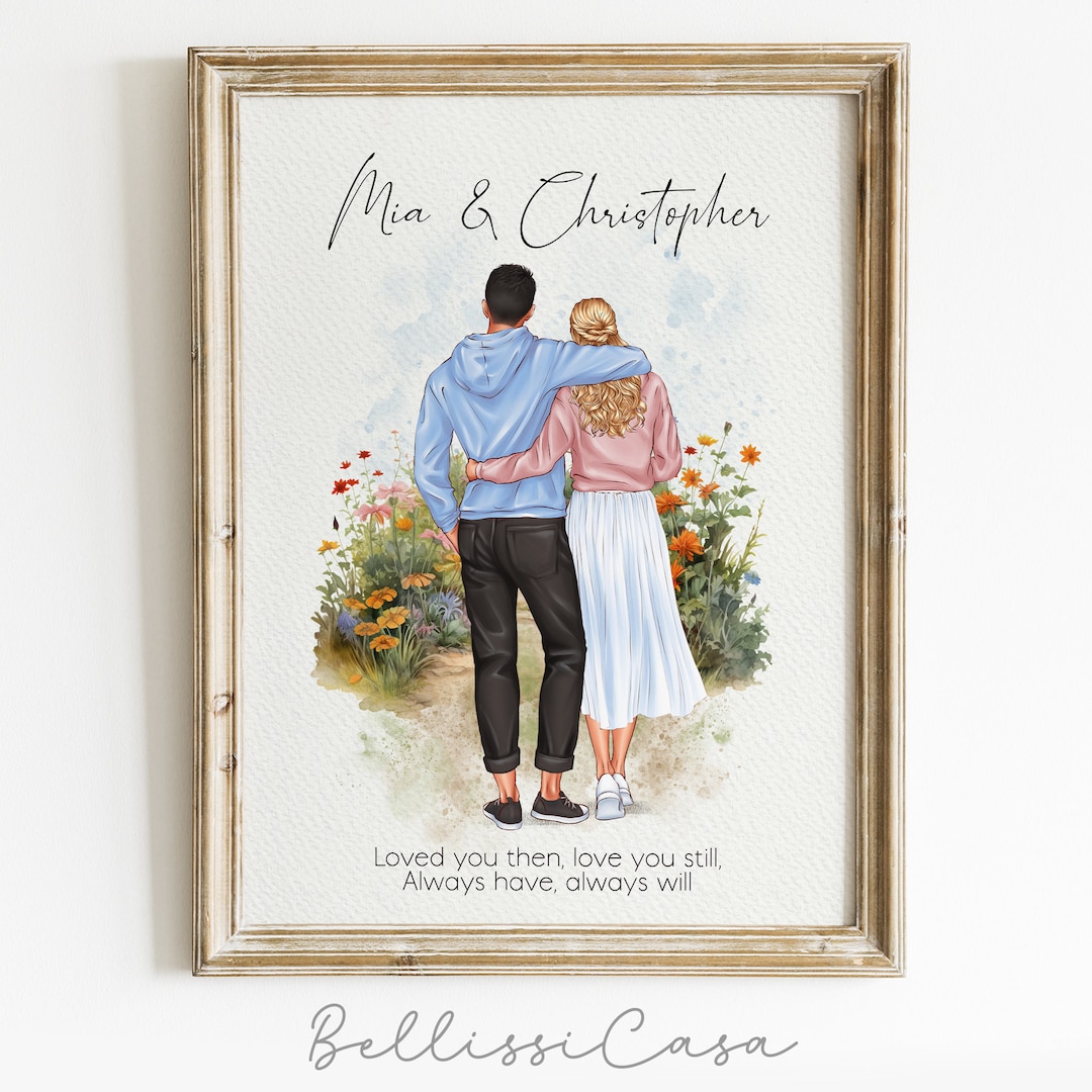 Personalized Couples Print Wall Art 1st Anniversary Gift for Wife ...