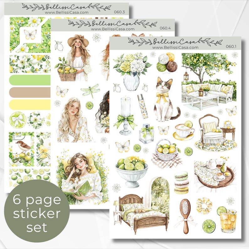 Seasonal Planner Sticker Sheet Set, Lemon Fresh Days Calendar Planner ...