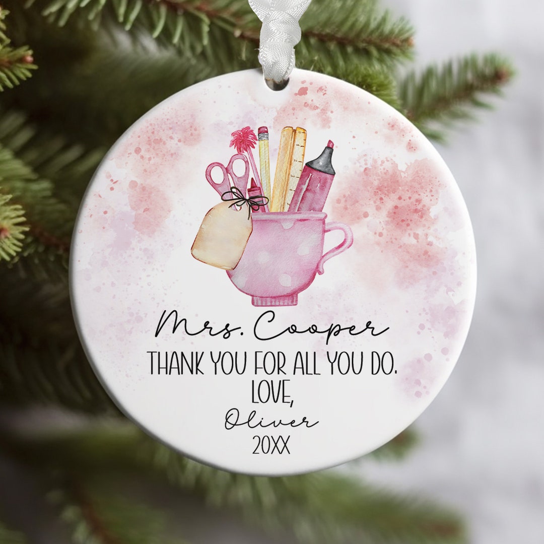 Custom School Secretary Christmas Ornament, Personalized Best Teacher ...