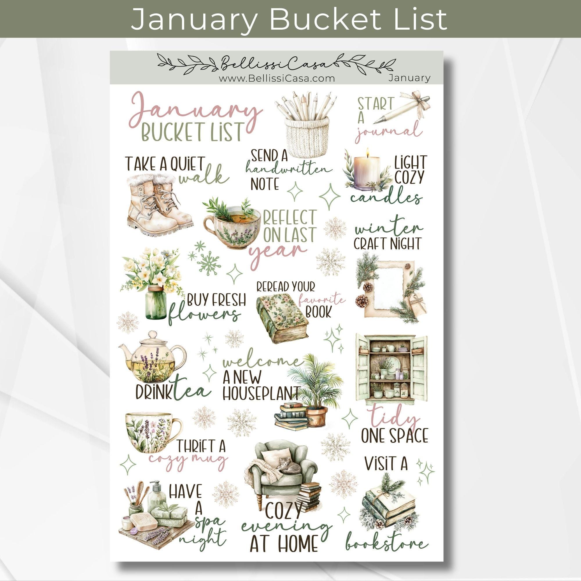 March Monthly Bucket List Sticker Sheet, Seasonal Planner Sticker ...