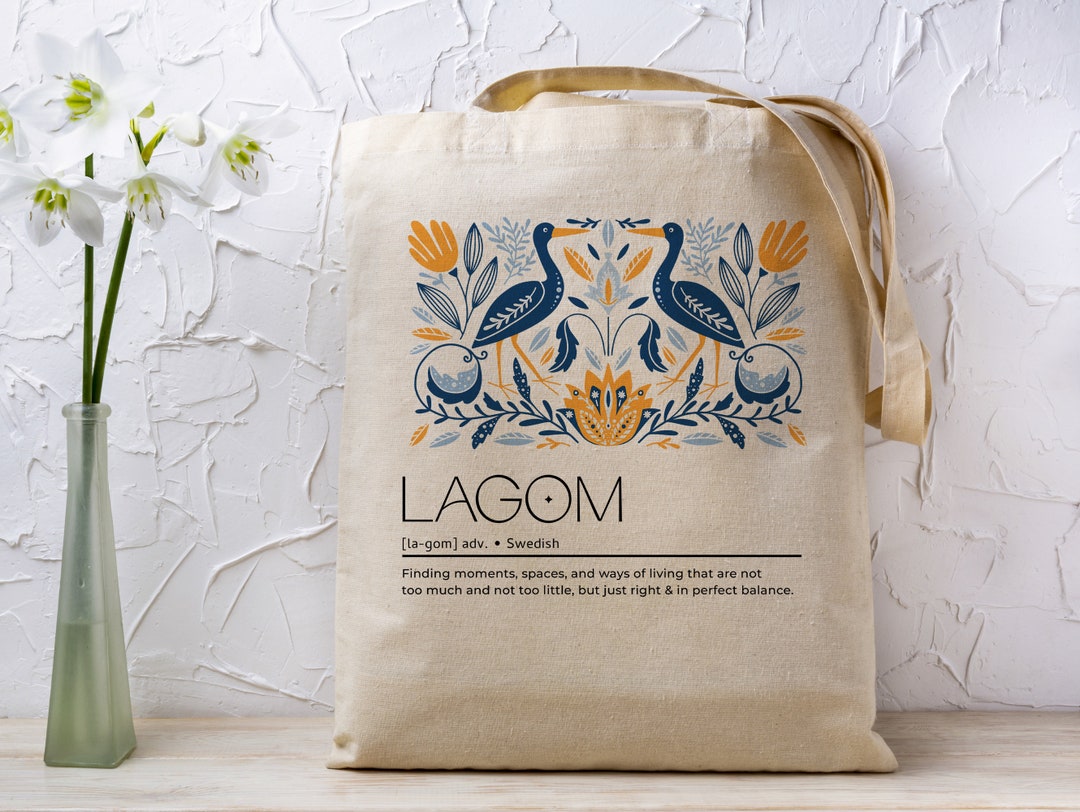 Lagom Canvas Tote Bag, Swedish Style Nordic Décor Farmers Market Bag, Scandinavian Style ...