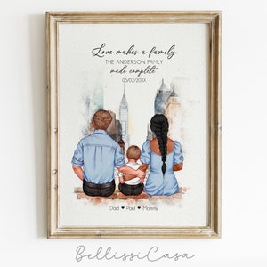 Personalized Adoption Gift for Family Custom Watercolor Family Portrait ...