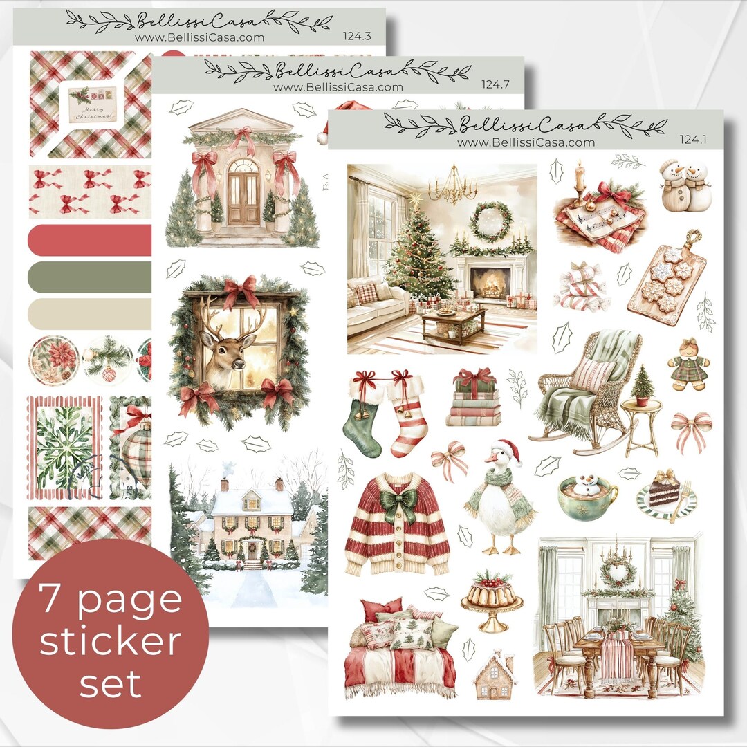 Seasonal Planner Sticker Sheets, Christmas Wishes Holiday Calendar ...