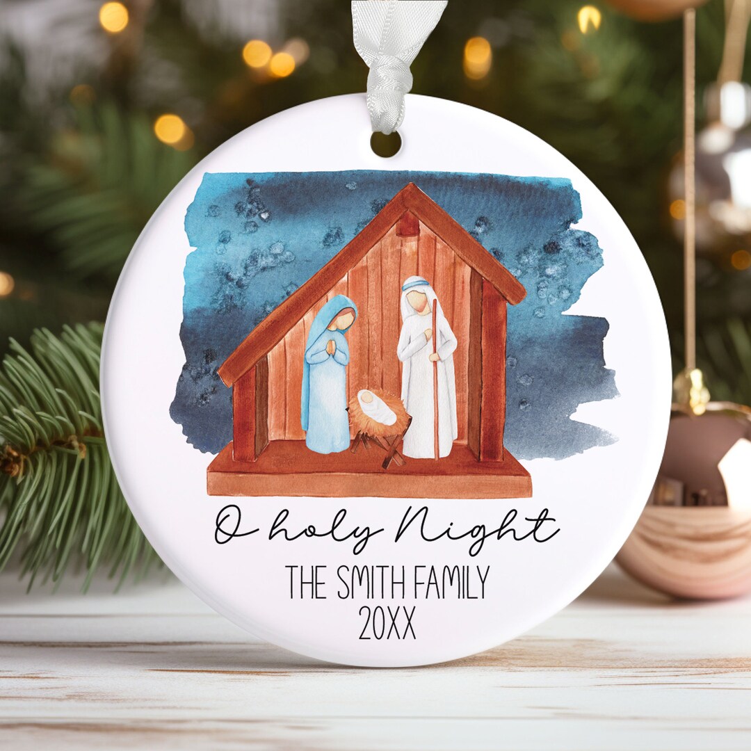 Nativity Scene Christmas Ornament, Personalized Family Name Ornament ...