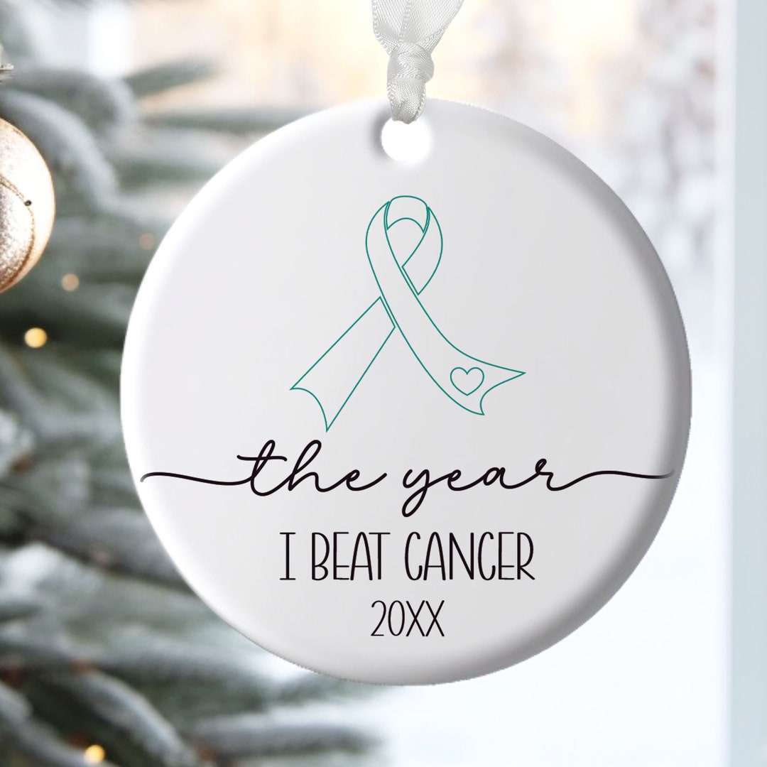 Cervical Cancer Survivor Gift Ornament, Teal Ribbon Stronger Than ...