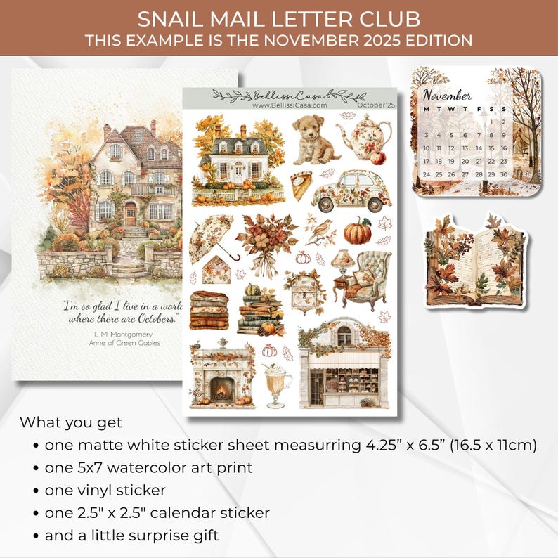 Monthly Sticker and Art Print Snail Mail Club, 2026 Calendar Planner ...