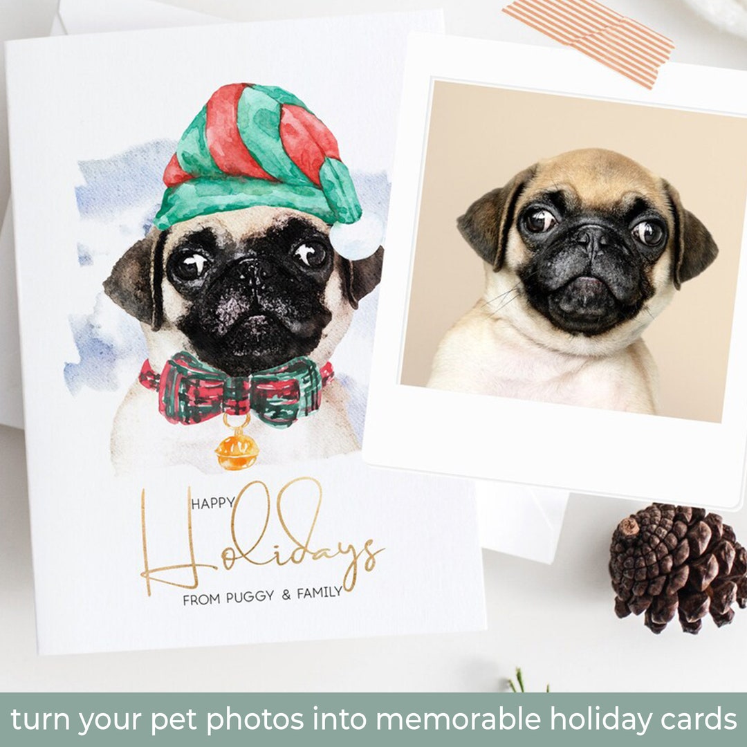 Custom Dog Christmas Cards With Dog Portrait, Dog Holiday Cards Boxed ...