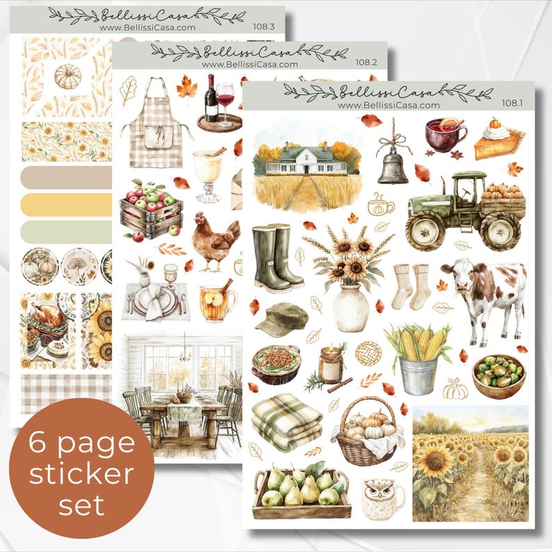 Seasonal Planner Sticker Sheets, Fall Harvest Table Calendar Planner ...