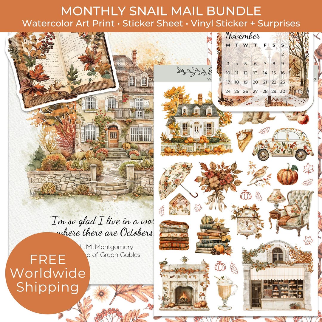 Monthly Sticker and Art Print Snail Mail Club, 2025 Calendar Planner ...