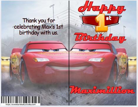 Cars-lightning Mcqueen Inspired Customized Coloring Book Colored Cover ...