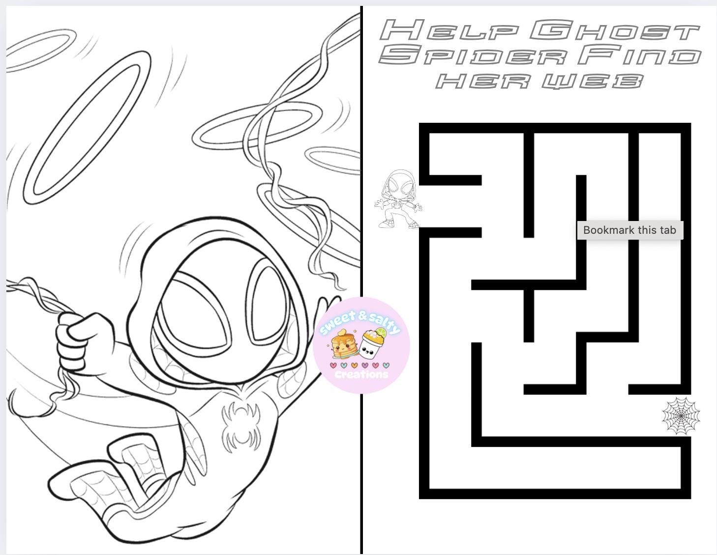 Ghost-spider Coloring Book (B&W) - Etsy