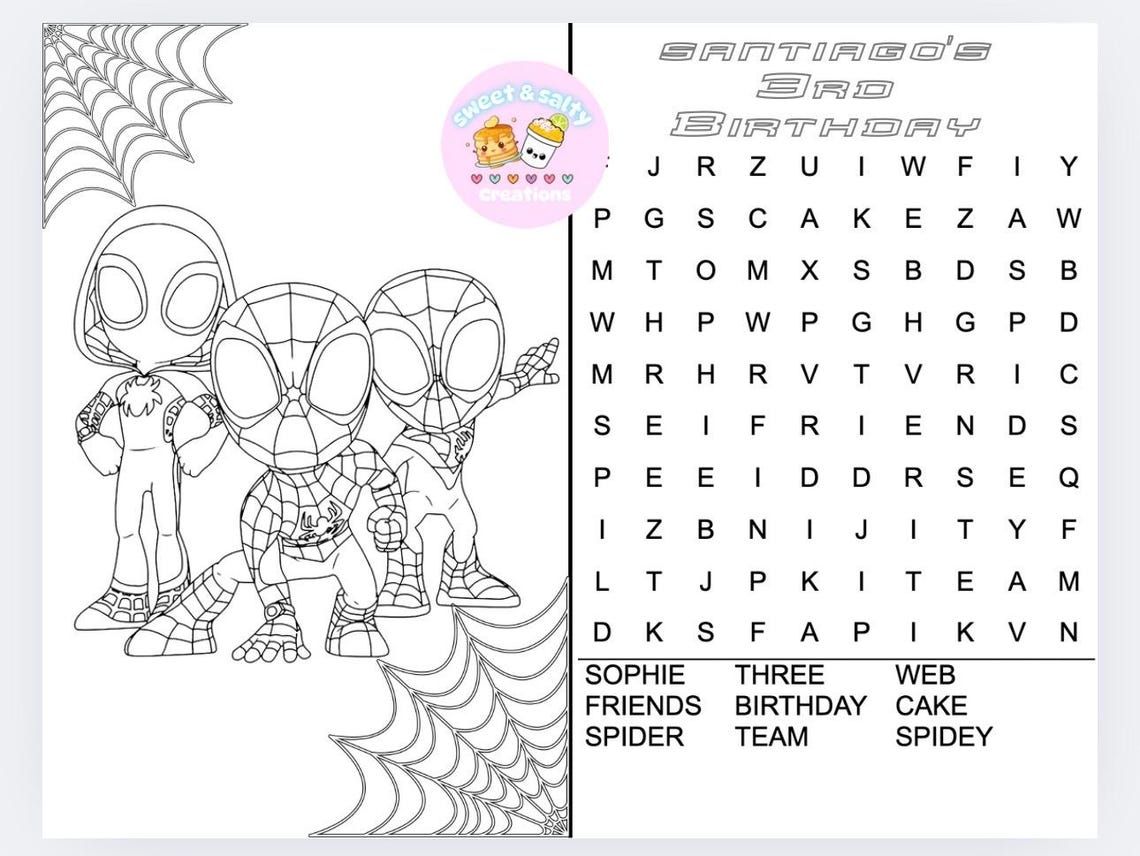 Spidey Coloring Book - Etsy