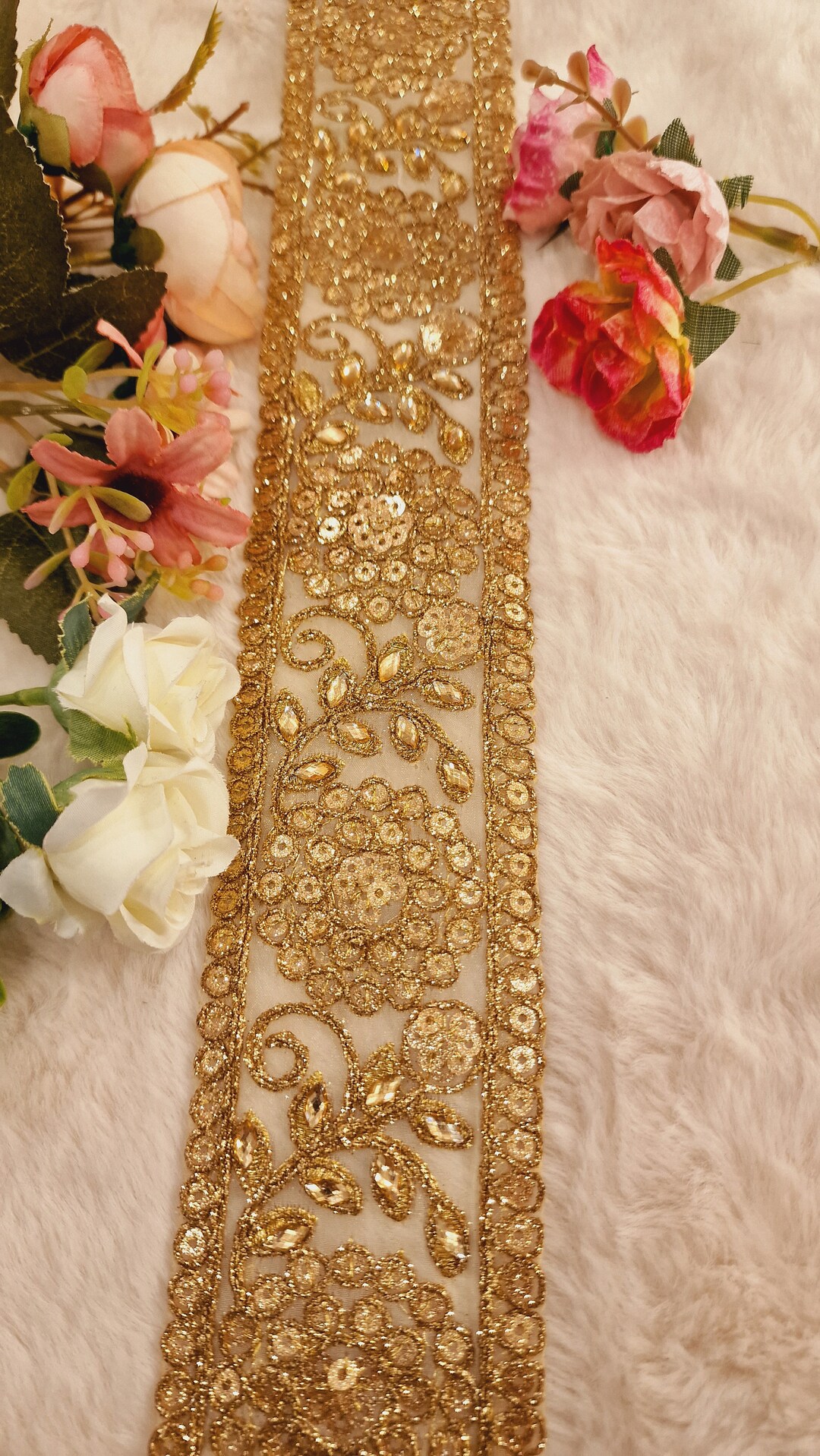 Indian Gold Fancy Lace Indian Lace Indian Trimmings Ethnic - Etsy UK