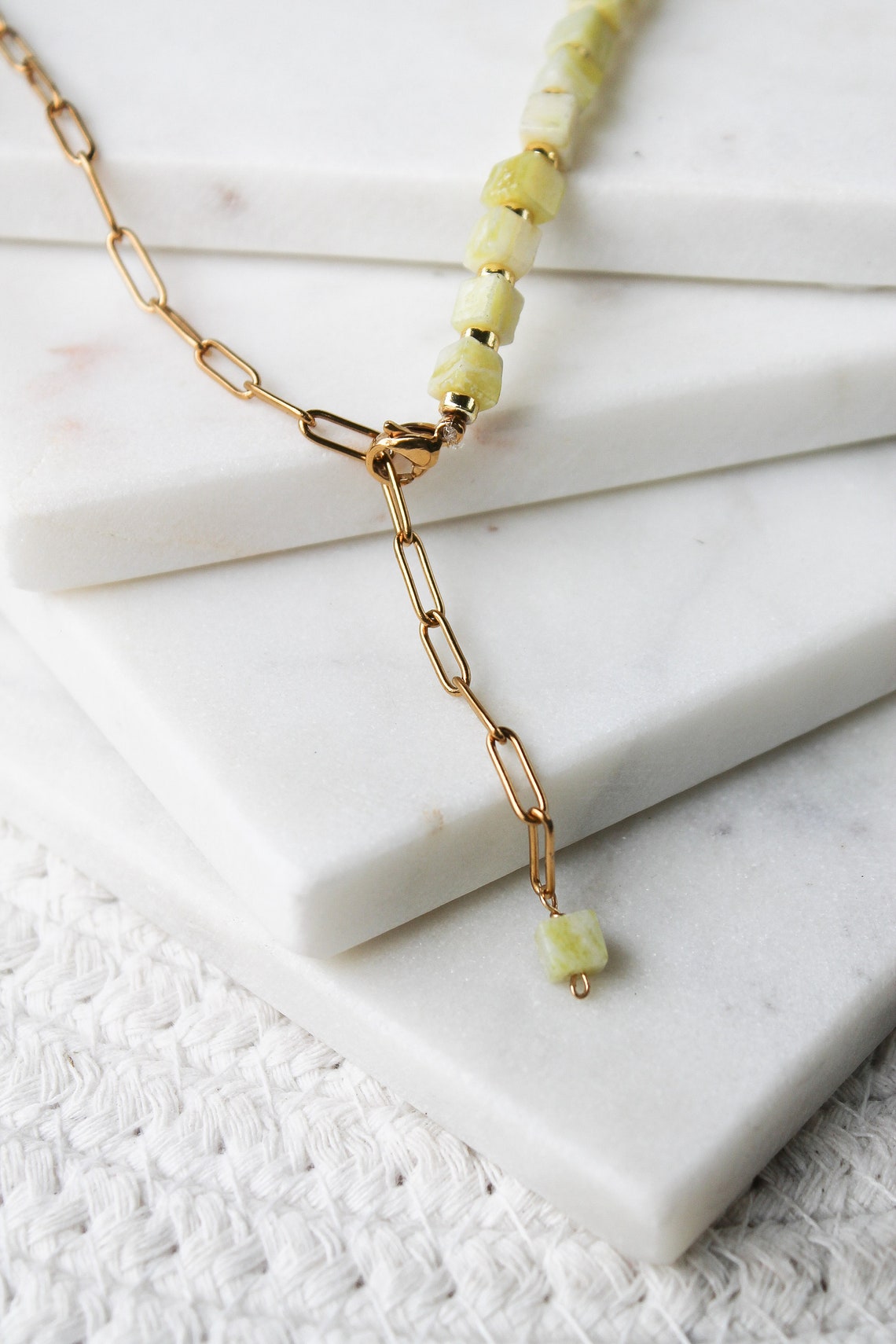 Half Paperclip Half Seprpentine Necklace, Serpentine Necklace, Stone ...