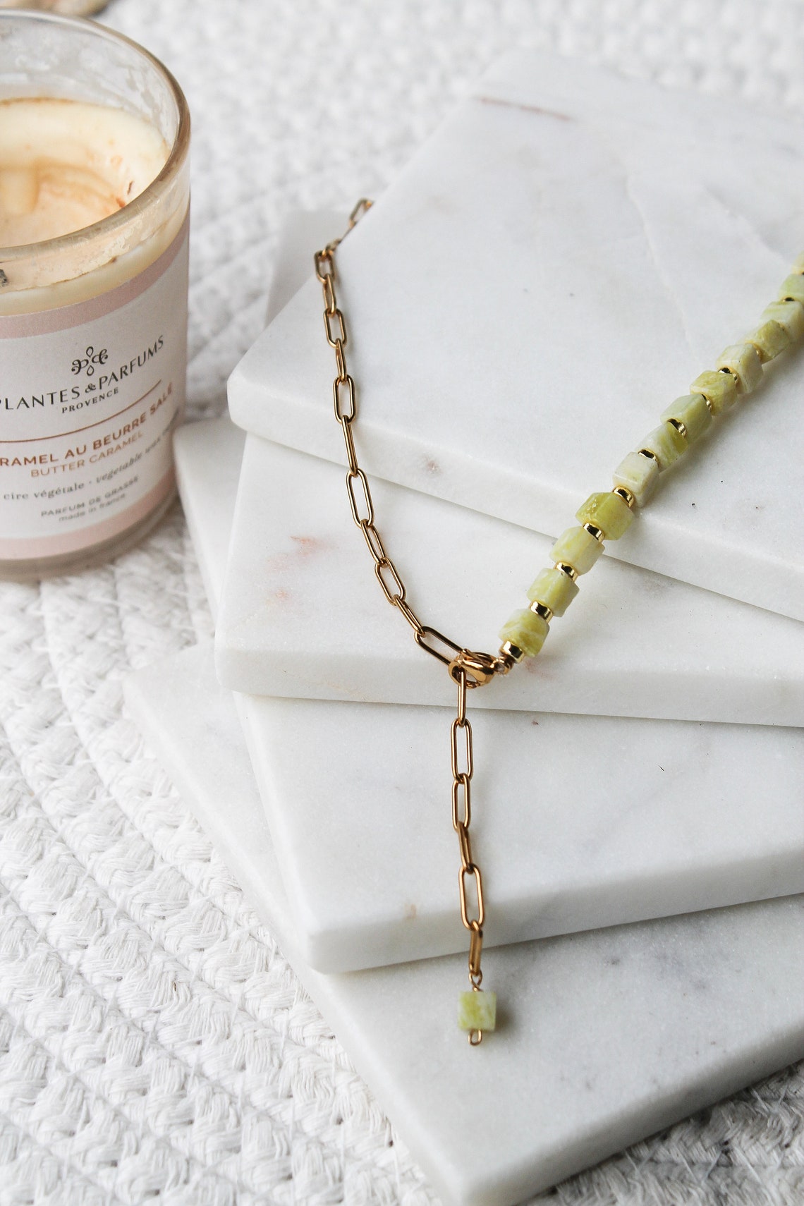 Half Paperclip Half Seprpentine Necklace, Serpentine Necklace, Stone ...