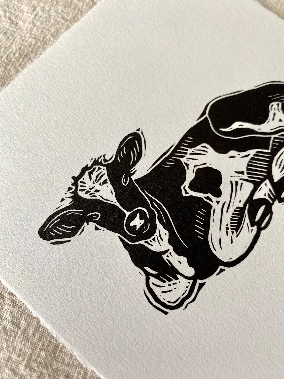 Baby Cow / Block Print - Etsy