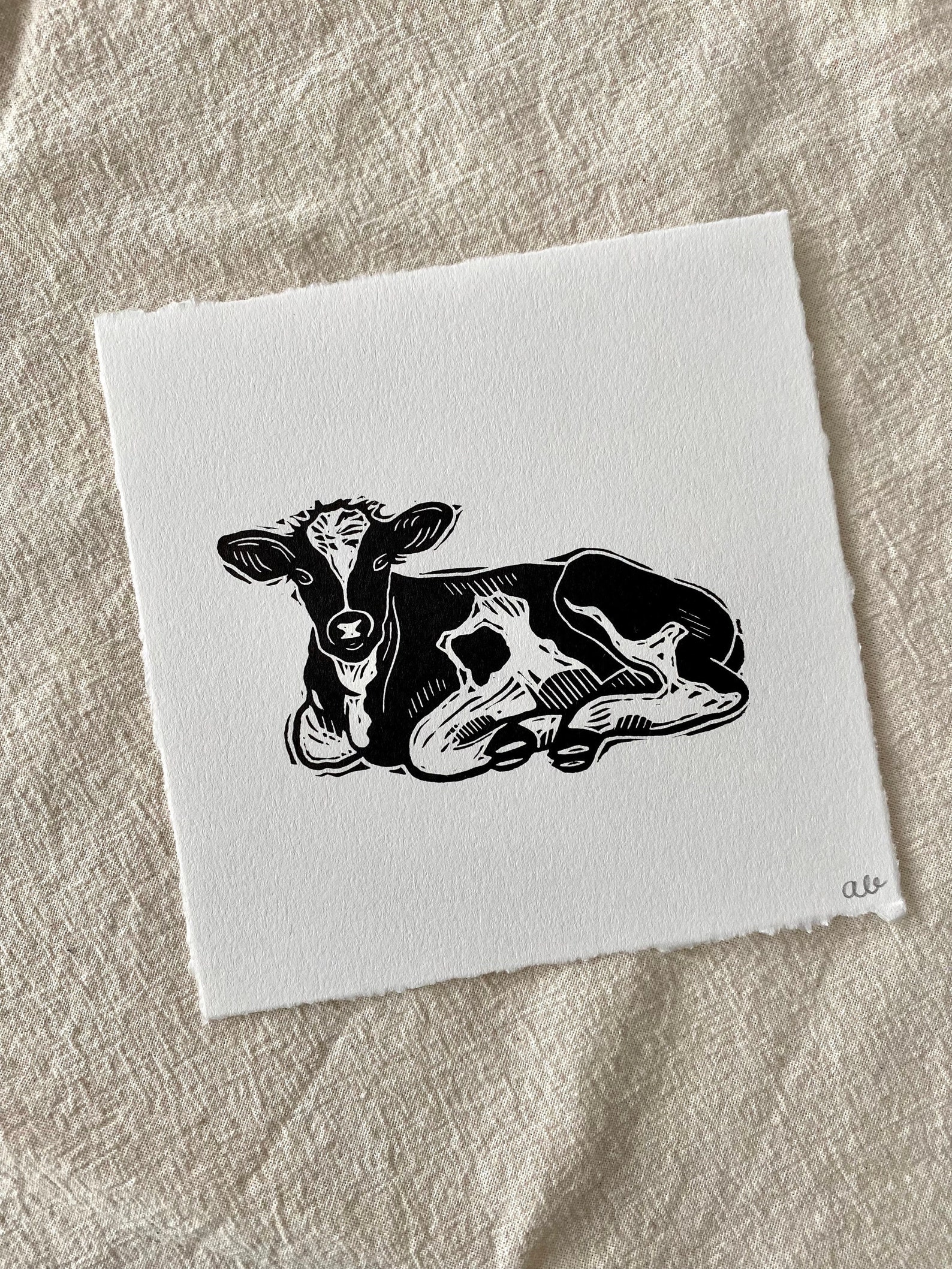 Baby Cow / Block Print - Etsy