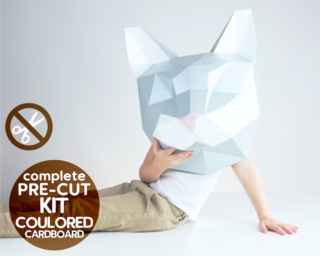 Cat, Pre-cut, Papercraft/paper Model, Metalized Cardboard Kit. - Etsy