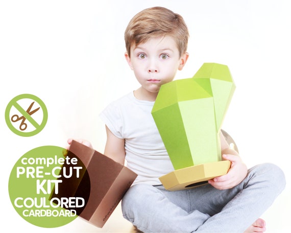 Cactus pre-cut papercraft/paper model metalized cardboard | Etsy