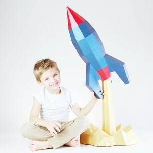 Rocket, Pre-cut, Papercraft/paper Model, Metalized Cardboard Kit. - Etsy