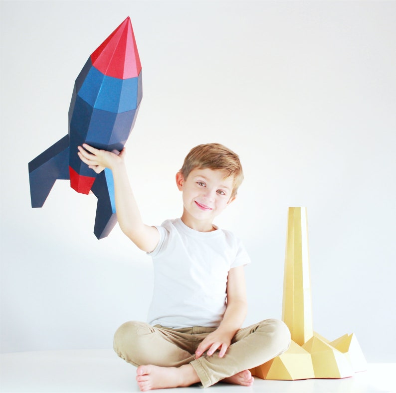 Rocket, Pre-cut, Papercraft/paper Model, Metalized Cardboard Kit. - Etsy