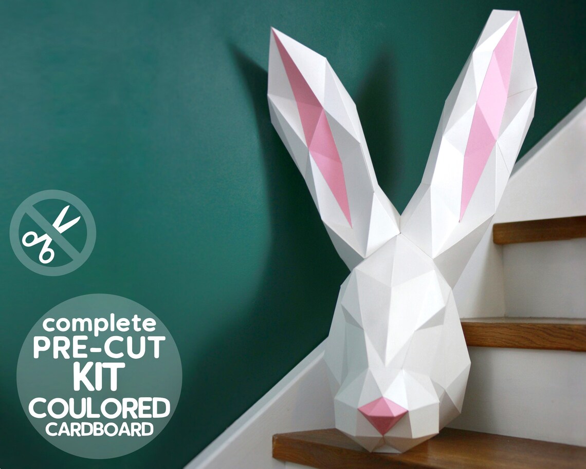 Rabbit, Pre-cut, Papercraft/paper Model, Metalized Cardboard Kit. - Etsy