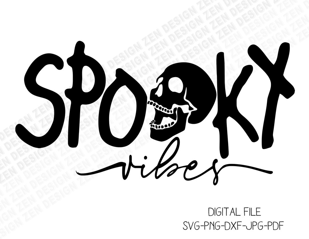 Spooky Svg, Spooky Clipart, Halloween Svg, Halloween Clipart, Skull Svg ...