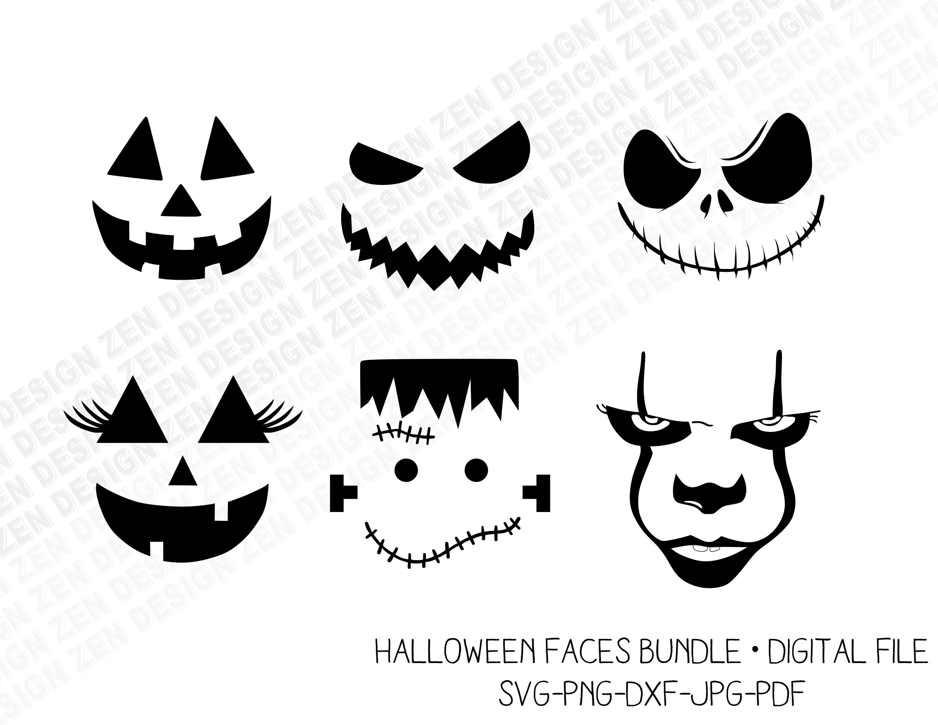 Halloween Bundle Svg Pumpkin Faces Svg Scary Faces Svg | Etsy