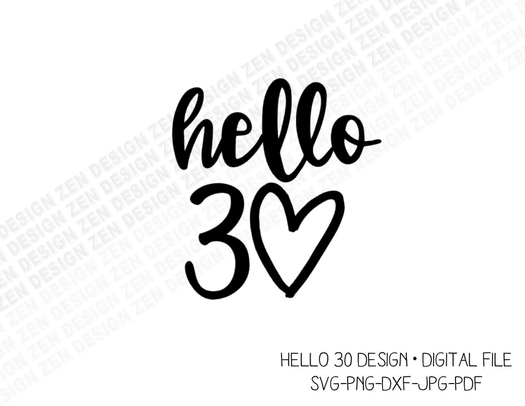 Hello Thirty Svg, 30th Birthday Svg, Birthday Gift Svg, 30 Years Old ...