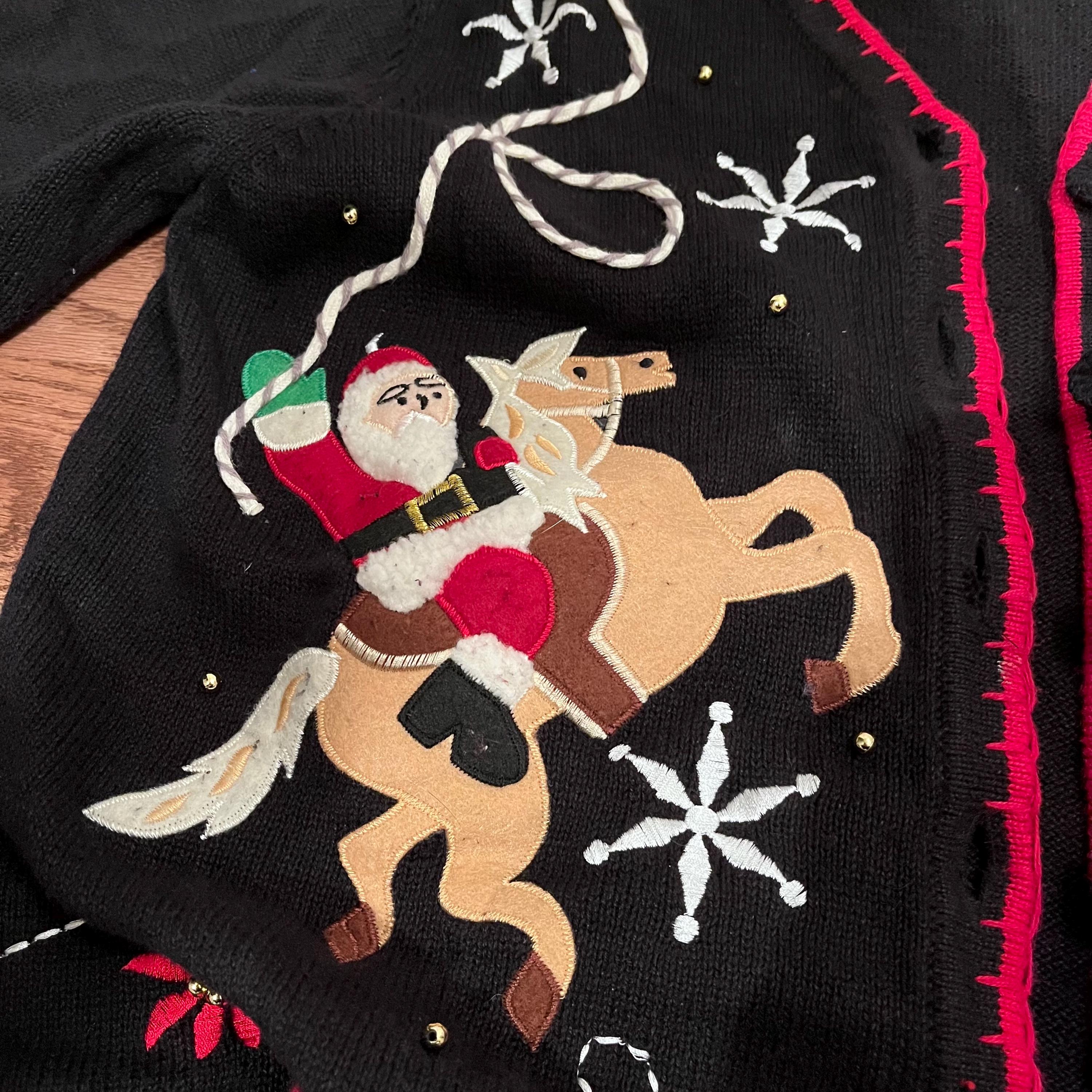 Designs Jason Maxwell 1990 Vintage Christmas Cardigan Sweater Cowboy ...