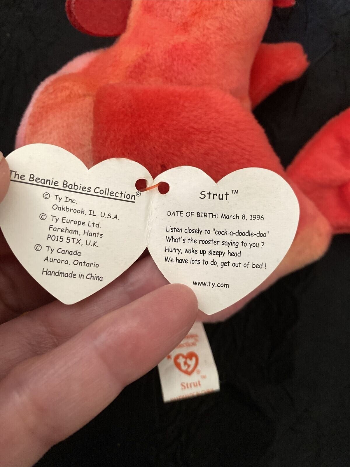 COLLECTIBLE Ty Beanie Baby Strut the Rooster 1996 Rare- RETIRED ...