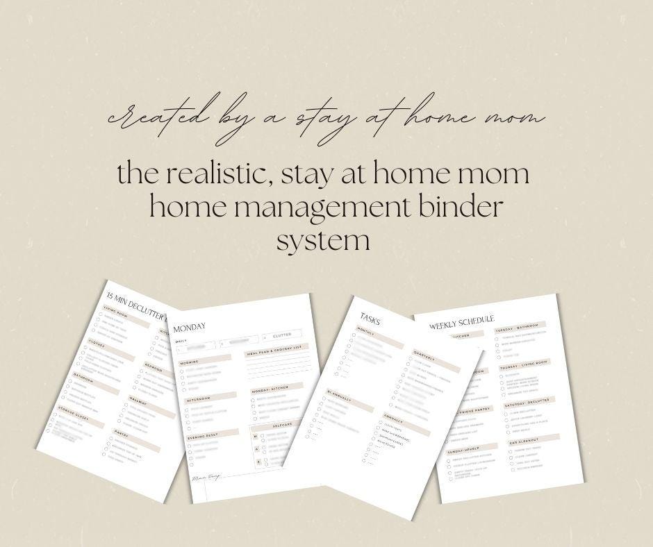 Stay at Home Mom Home Management Binder | SAHM Daily Schedule ...