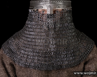 Chainmail Aventail for Helmets / Made From 9mm Flat Rings Round Riveted ...