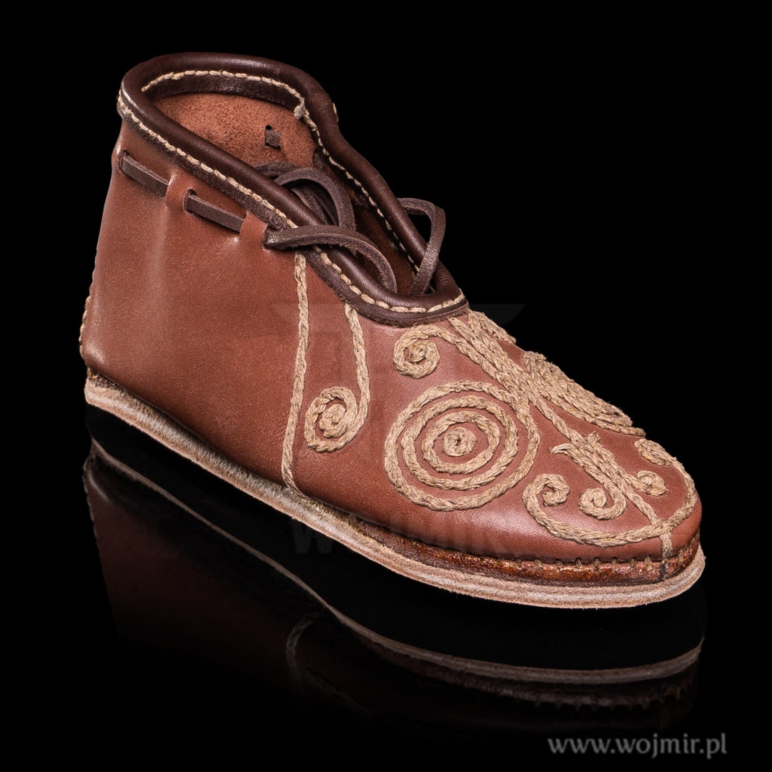 Slavic Embroidered Shoes From Opole Type 1 / HAND SEWN / Thick Genuine ...