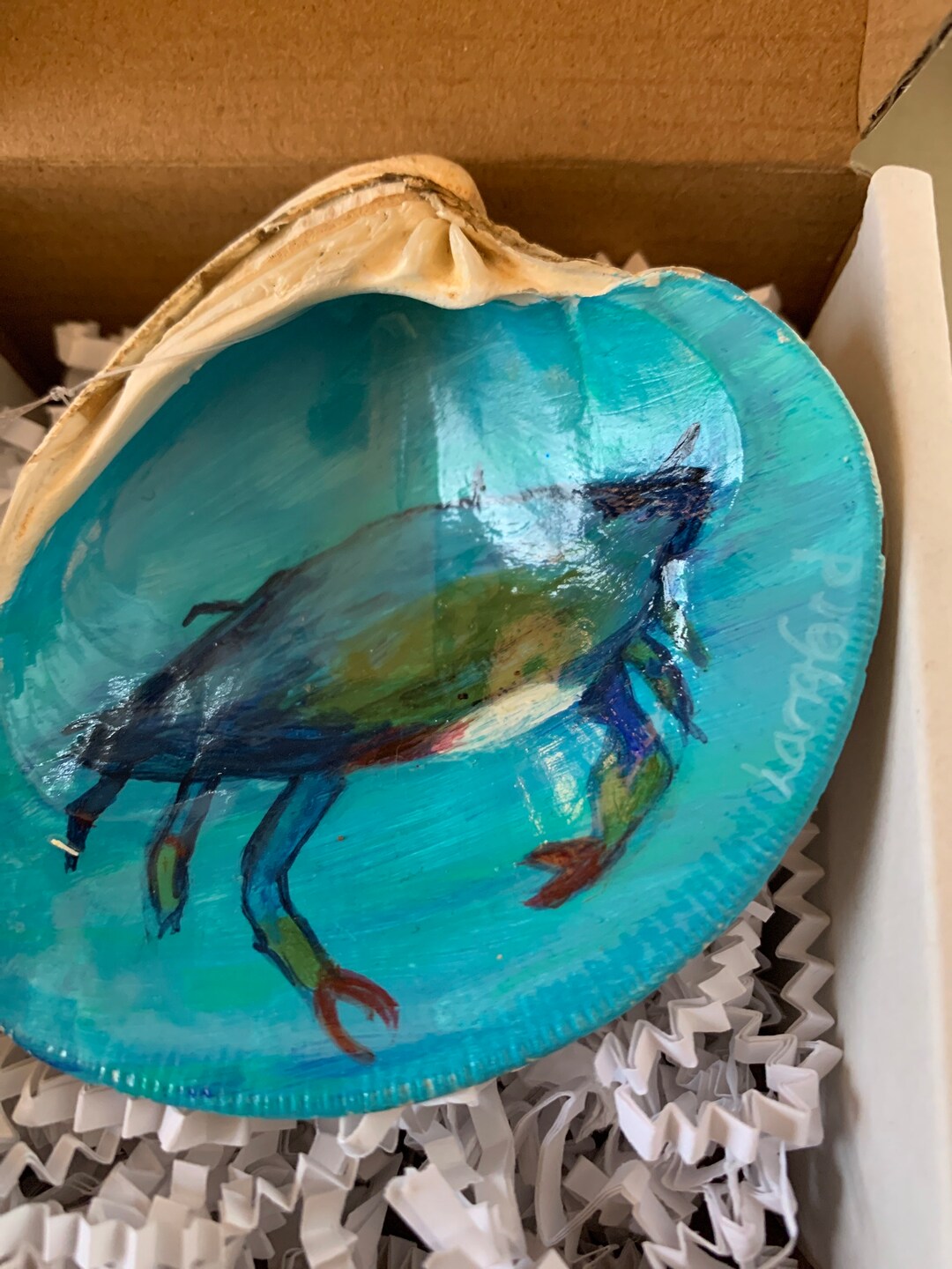 Crab Hand Painted on Seashell - Etsy