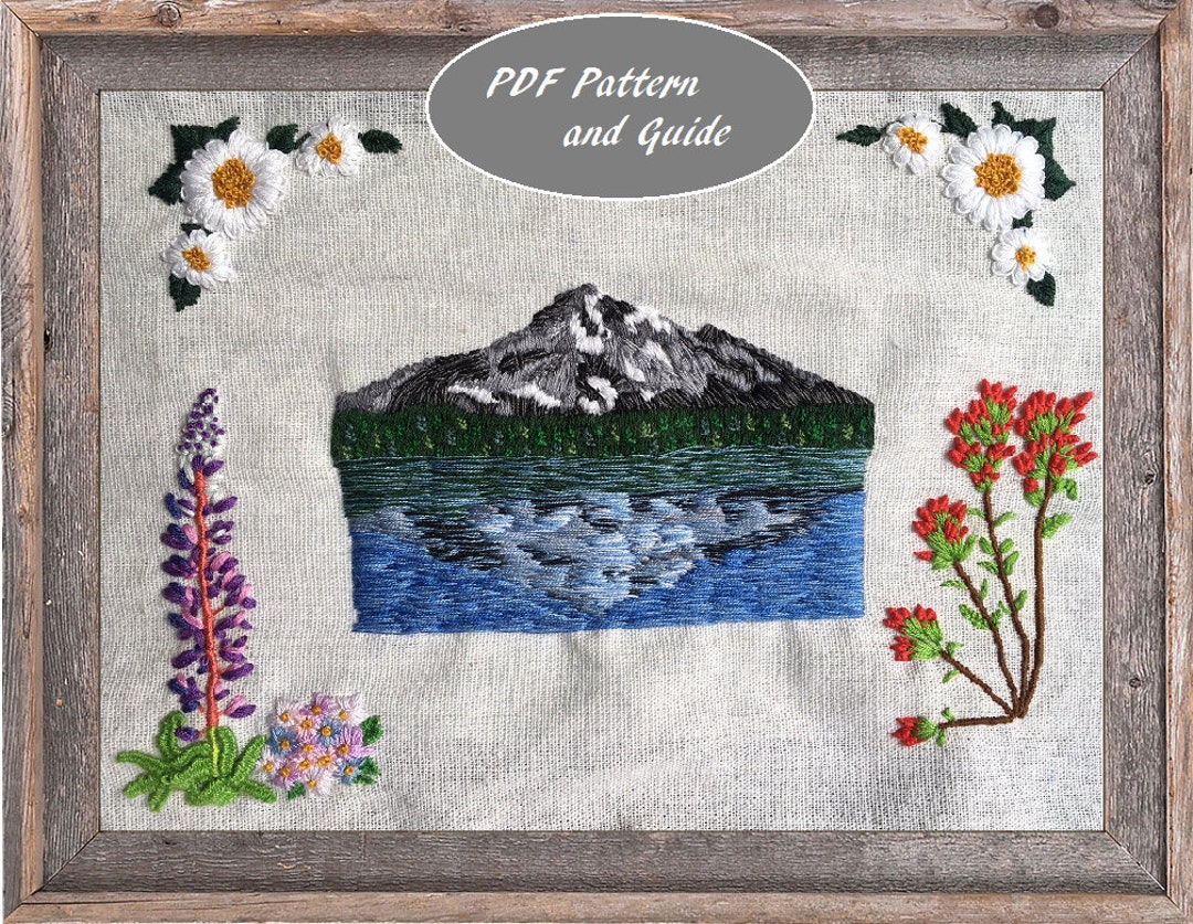 Mountain and Wildflower Embroidery Pattern - Etsy