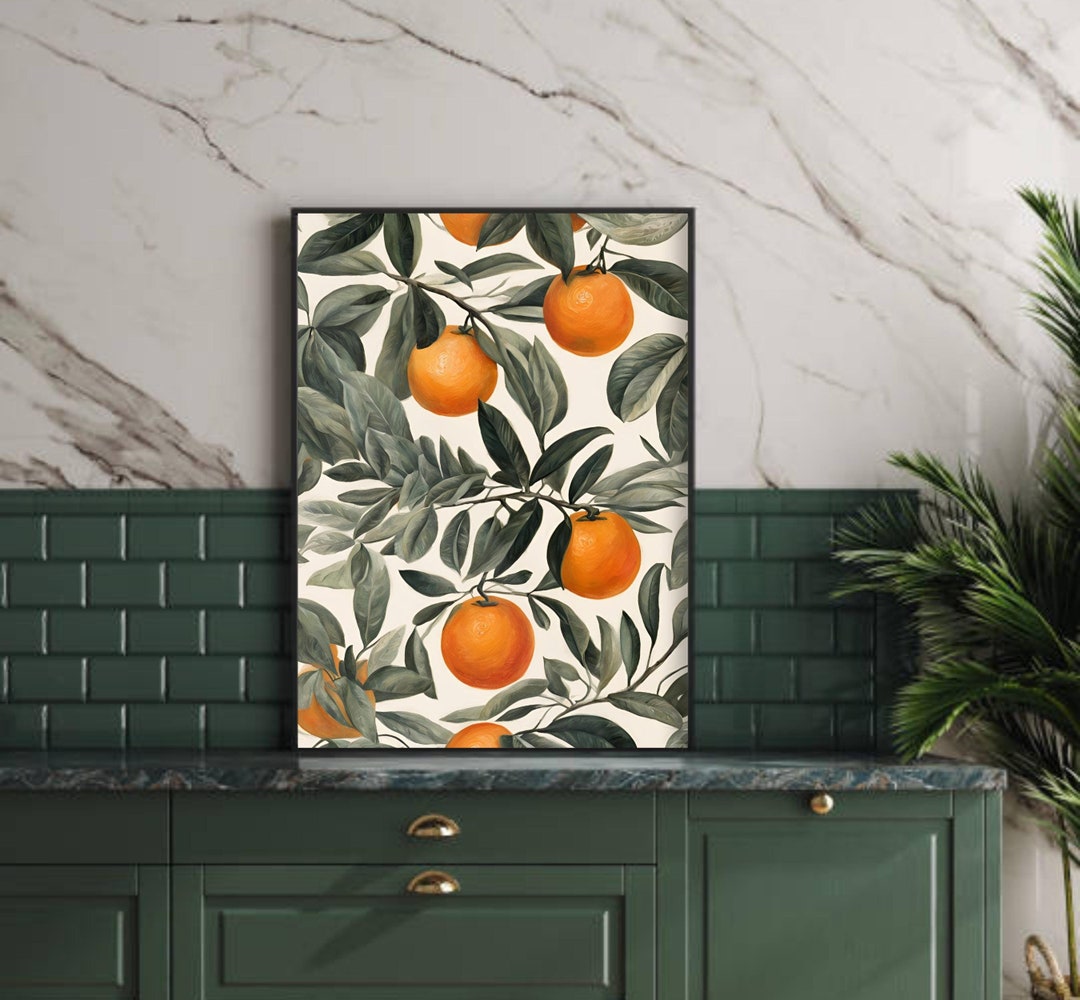 Classic Spanish Style Oranges Art Print, Fruit Home Decor, Kitchen Wall Art, Oranges Art, Orange ...